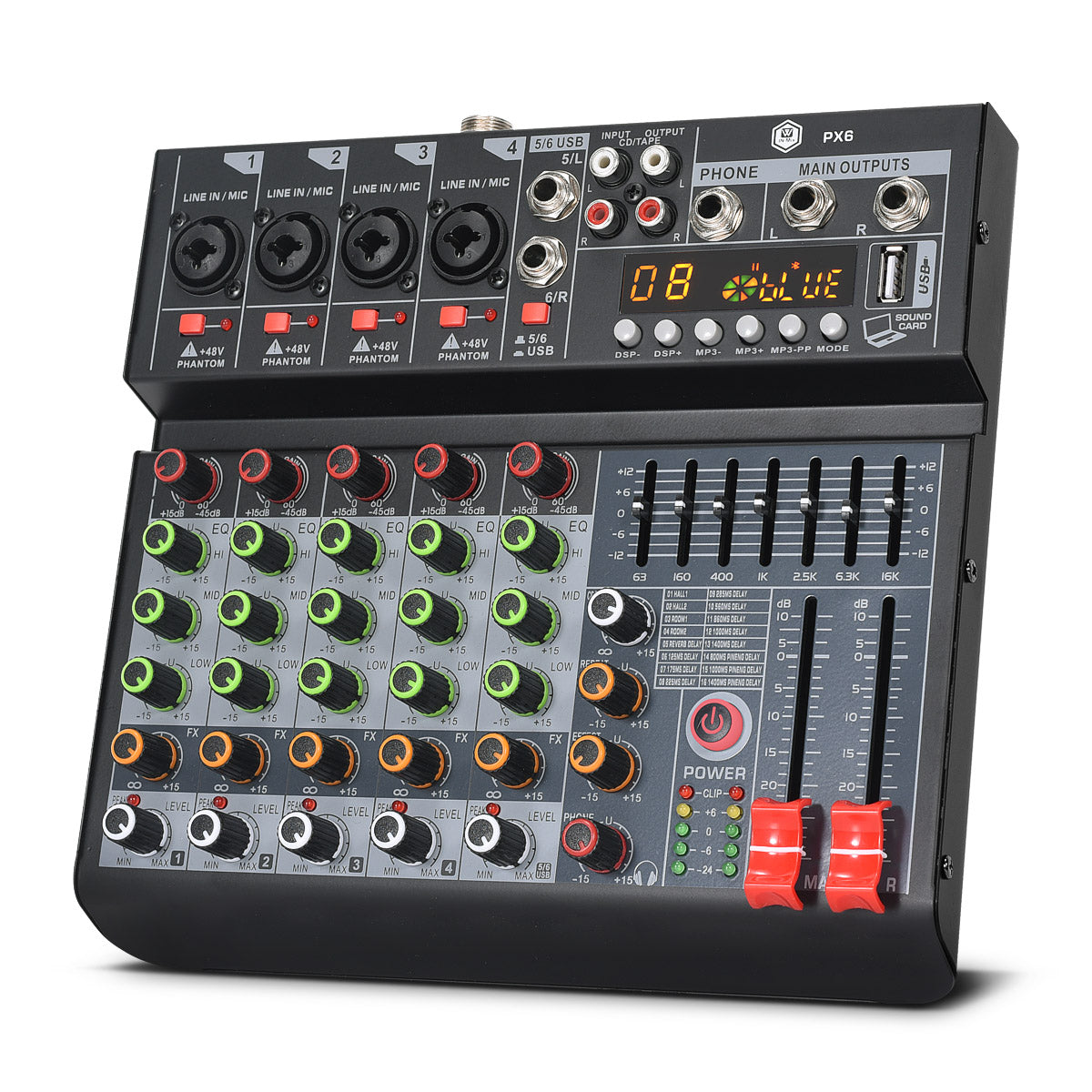 Winmix Px6 Mezcladora Mixer De 6 Canales 16 Efectos