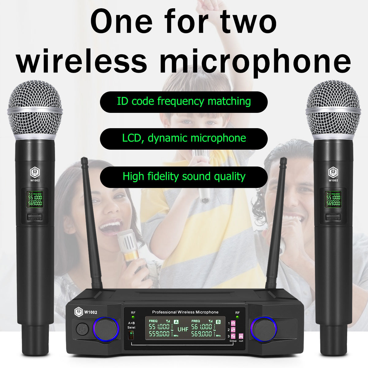 W1002 Vhf Micrófono Inalámbrico 2 Canales 2 Micrófonos – Winmix